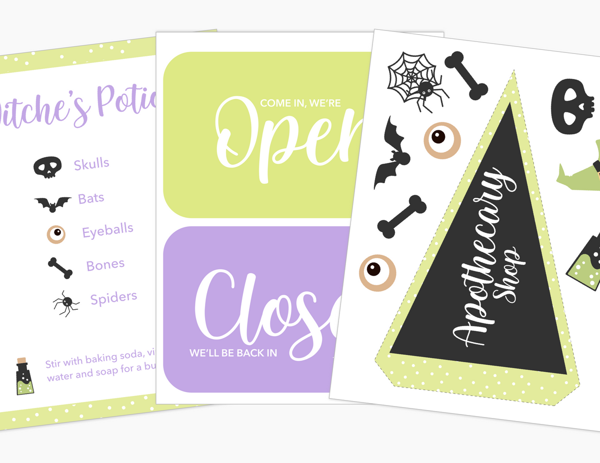 Witch's Brew Apothecary Pretend Play Printable Kit — Halloween Dramatic ...