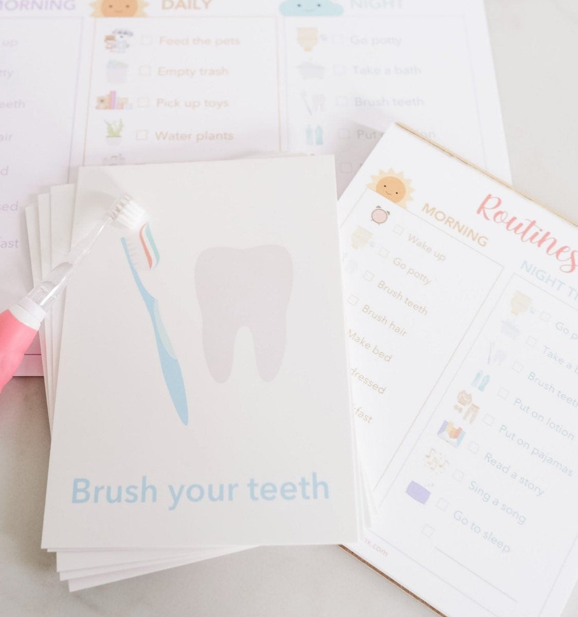 Routines Bundle: Checklist Notepad, Flashcard Sets for Morning Routine ...